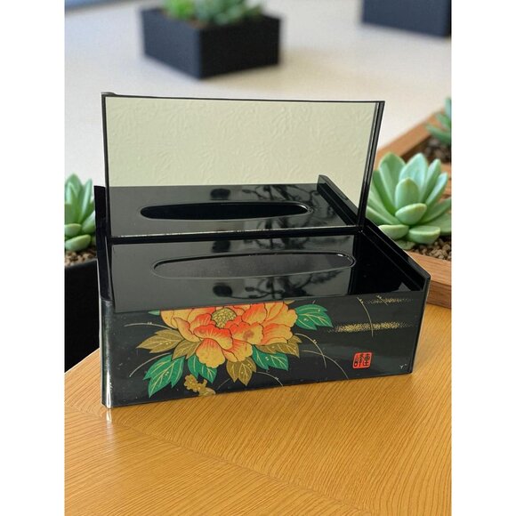 Unbranded | Accents | Vintage Black Japanese Tissue Box With Lid Mirror ...